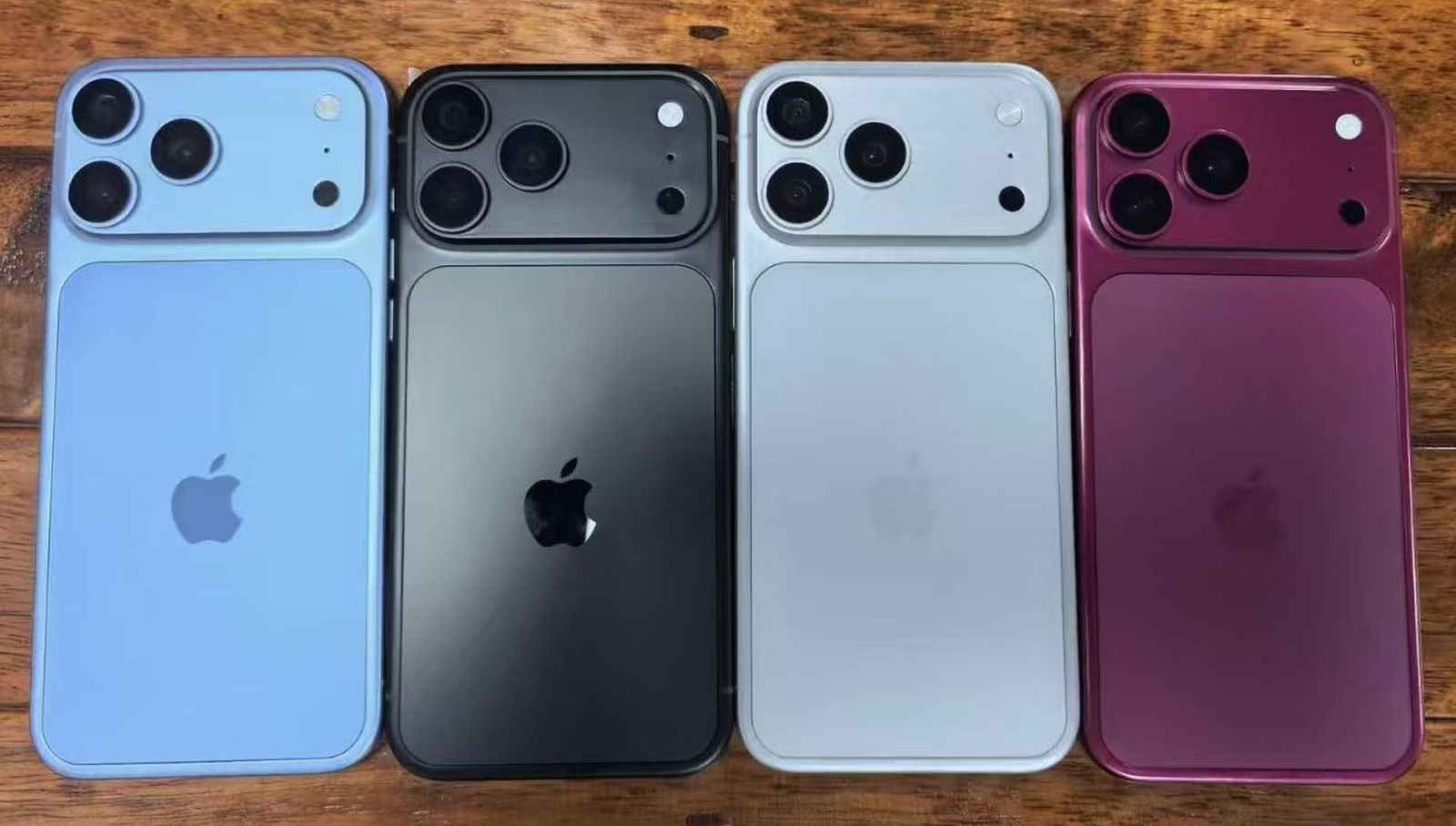 iPhone 18 Pro 模型机图片：展示传闻中的四种配色