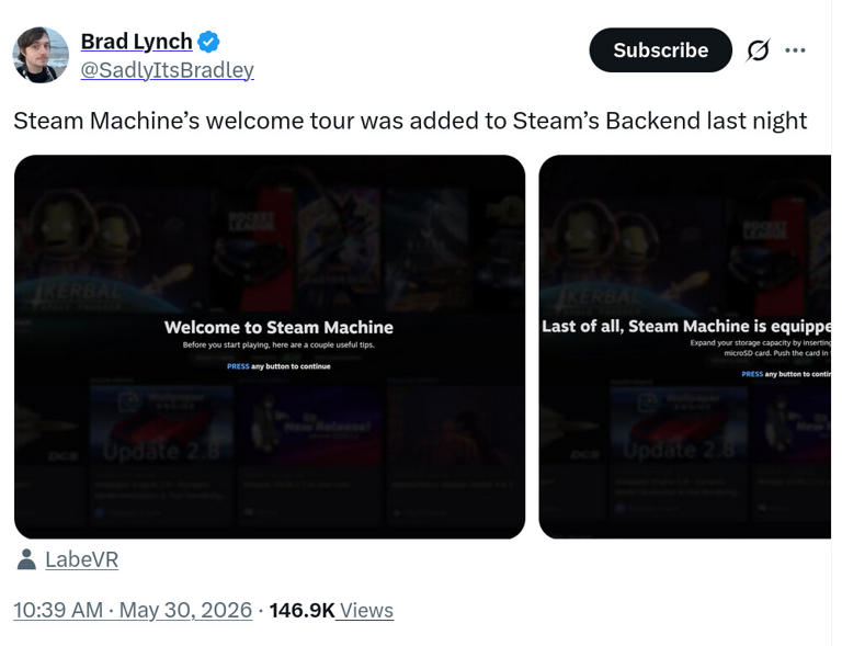 Valve Steam Machine欢迎导览界面现身 疑似暗示主机发售临近