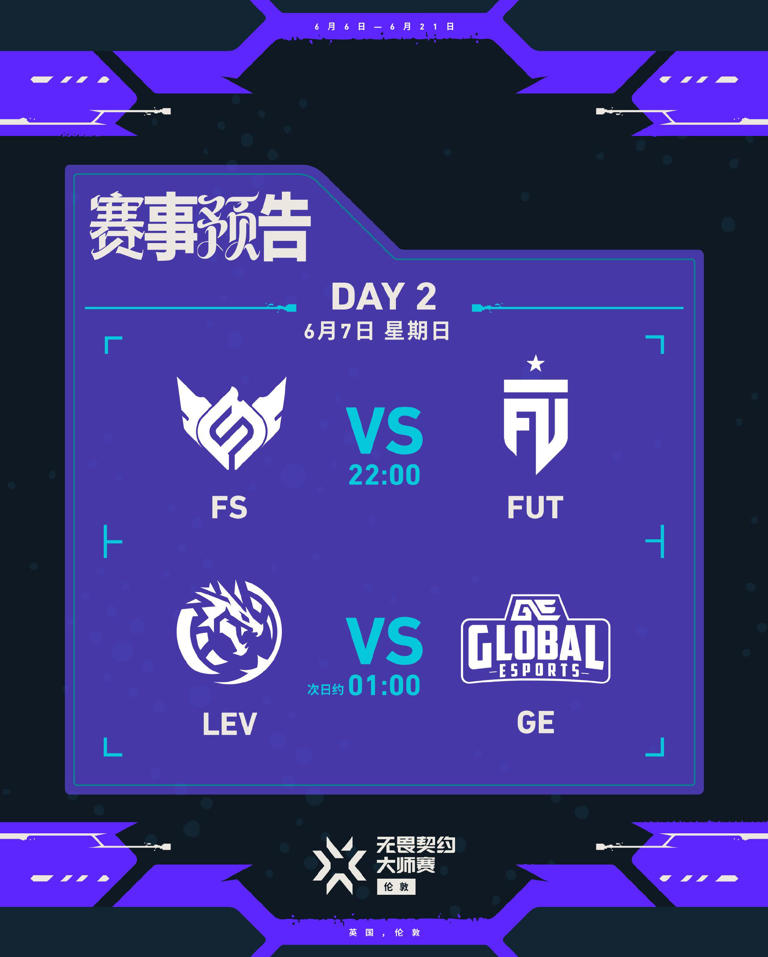 伦敦大师赛D2赛事预告：FS对阵FUT；LEV对阵GE