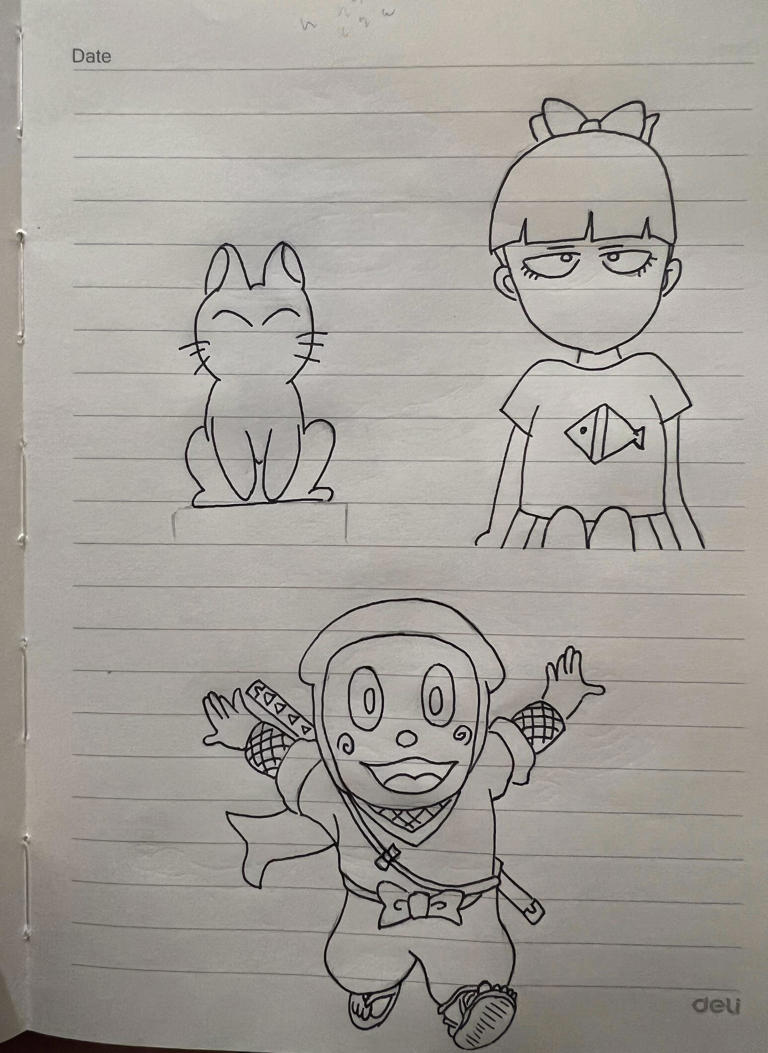 Kael社媒分享画作：放假的时候我去咖啡厅画画
