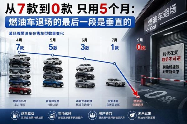 从7款到0款只用5个月：燃油车退场的最后一段是垂直的
