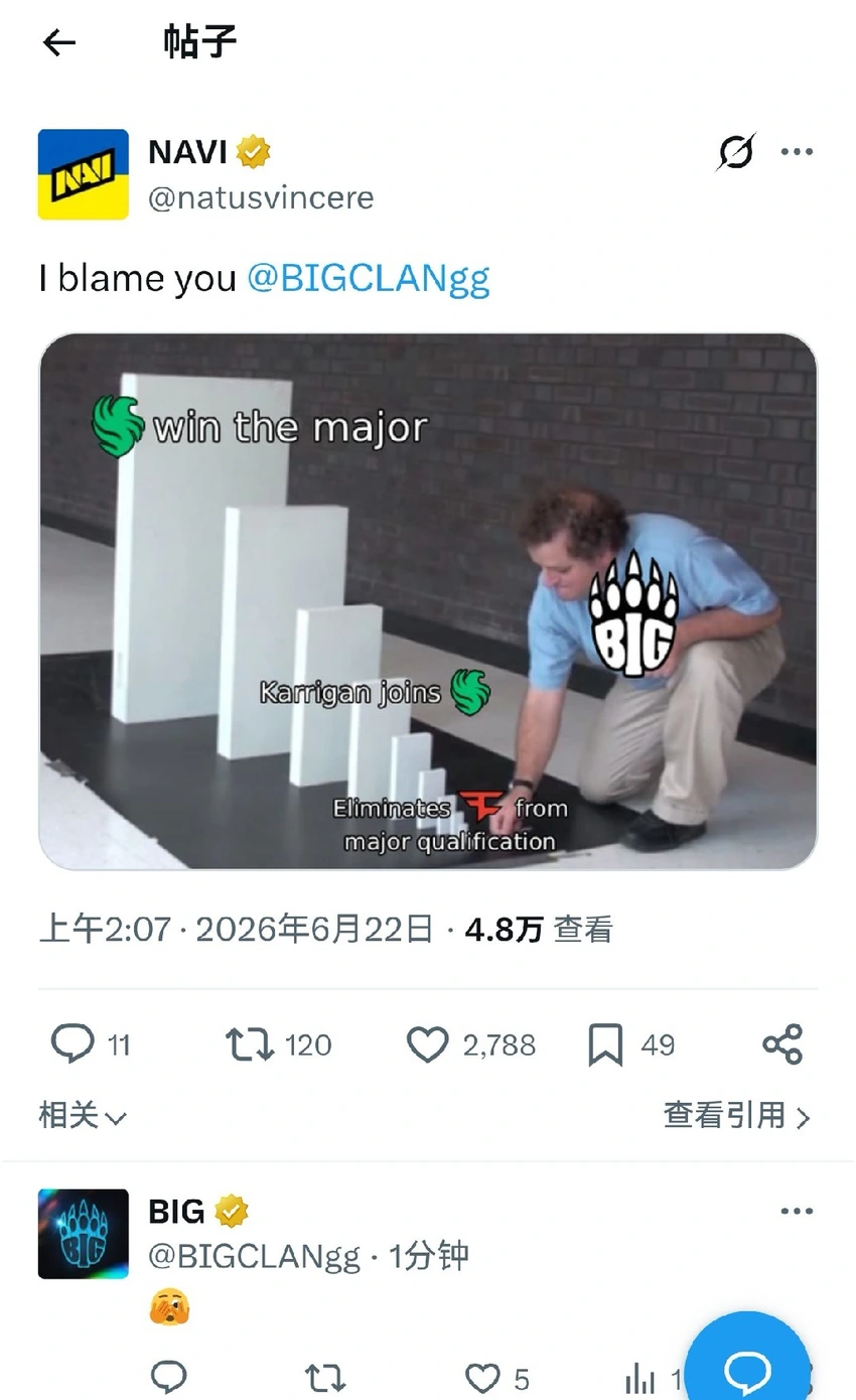 NAVI：这都怪你! BIG!