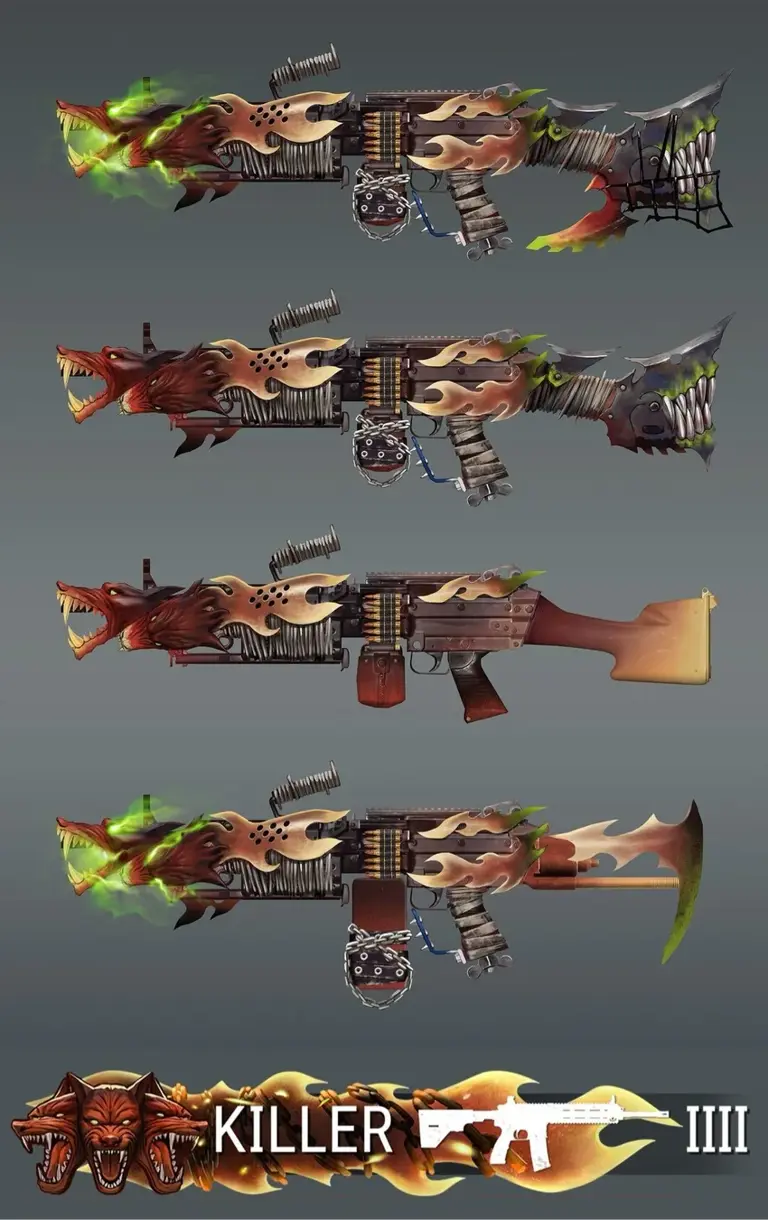 新年版本成长型皮肤：AUG、M762、M249、平底锅 每款都有异色皮肤